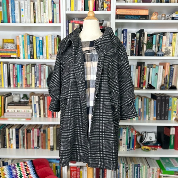 hazel | Jackets & Coats | Hazel Black And White Pea Coat With Oversized ...